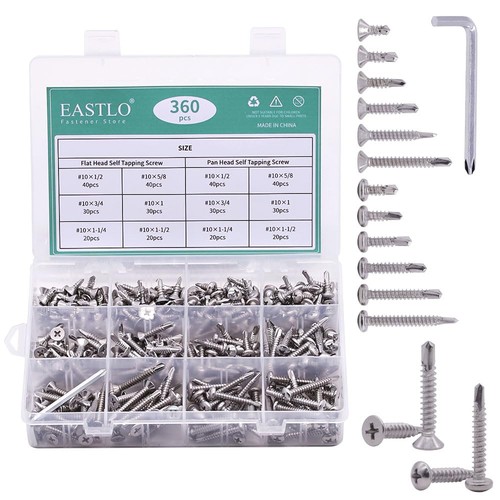 Self Tapping Screws 10 Pan Flat Head 410 Stainless Steel 320 PCS | eBay