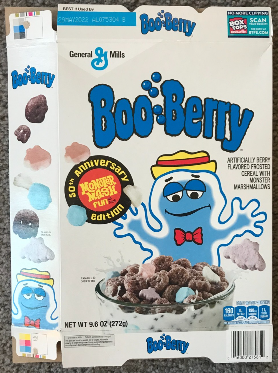 EMPTY Boo Berry 50th Anniversary Edition Cereal Box Monster Mash FLAT ...