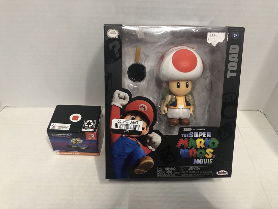 The Super Mario Bros. Movie 5 inch TOAD Figure W/ Frying Pan And Bowser ...