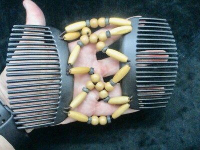 Vintage-South Africa Two Combs w/Wooden Beads Interconnected RARE FIND ...