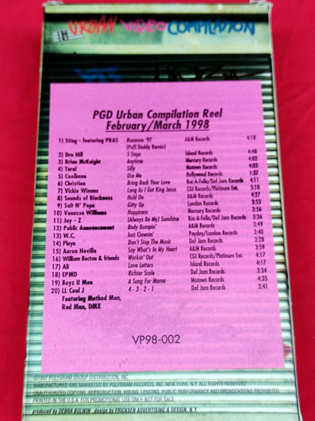 URBAN VIDEO COMPILATION VIDEOCASSETTA VHS RAP HIP HOP LL COOL J EPMD ...