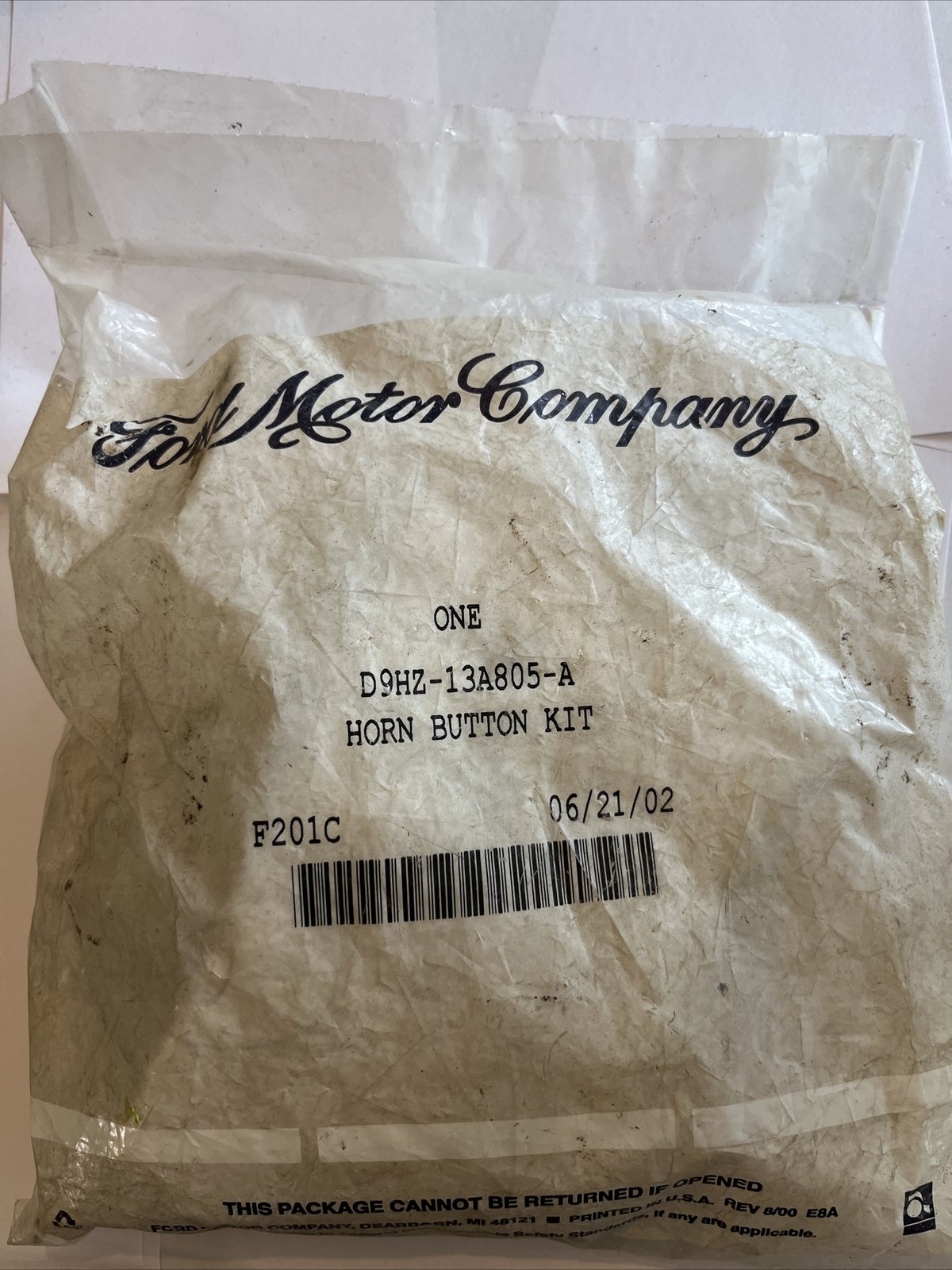 Ford Horn Button (Black Logo) - Incomplete Kit - # D9HZ-13A805-B ...
