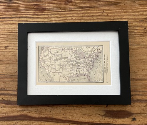 1888 Antique Framed Original United States Map Tiny US Map | eBay