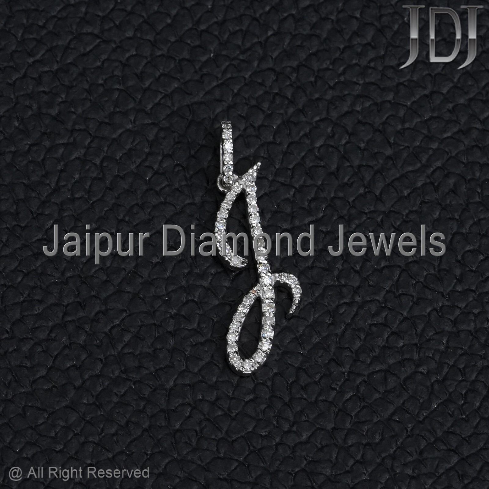 Solid 14k White Gold Genuine Diamond J Letter Alphabet Initial Charm ...