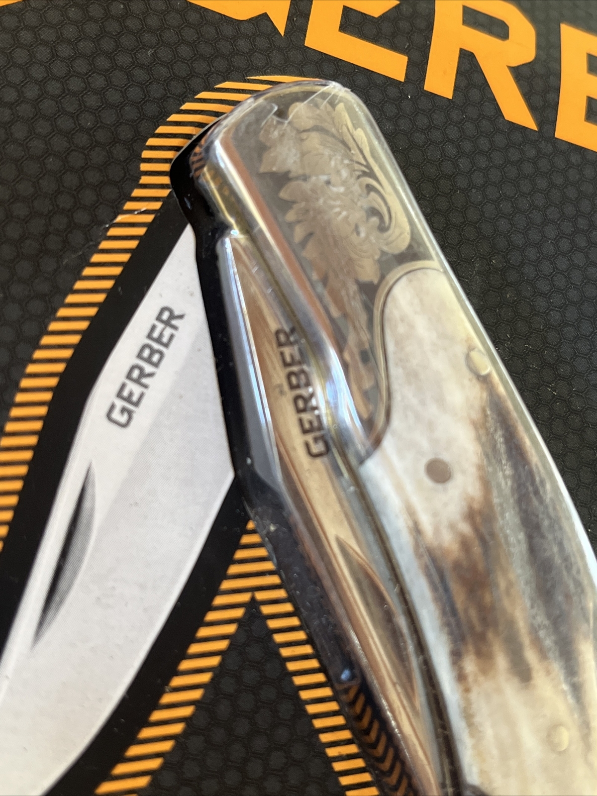 Gerber Double Bolster Stag Handle Stockman Clip Point Folding Pocket ...