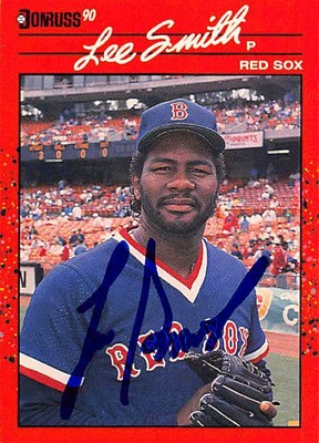 Lee Smith autographed baseball card (Boston Red Sox, SC) 1990 Donruss ...