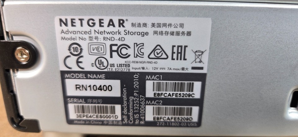 NETGEAR Advanced Network Storage Model RND-4D U **UNTESTED** Missing ...