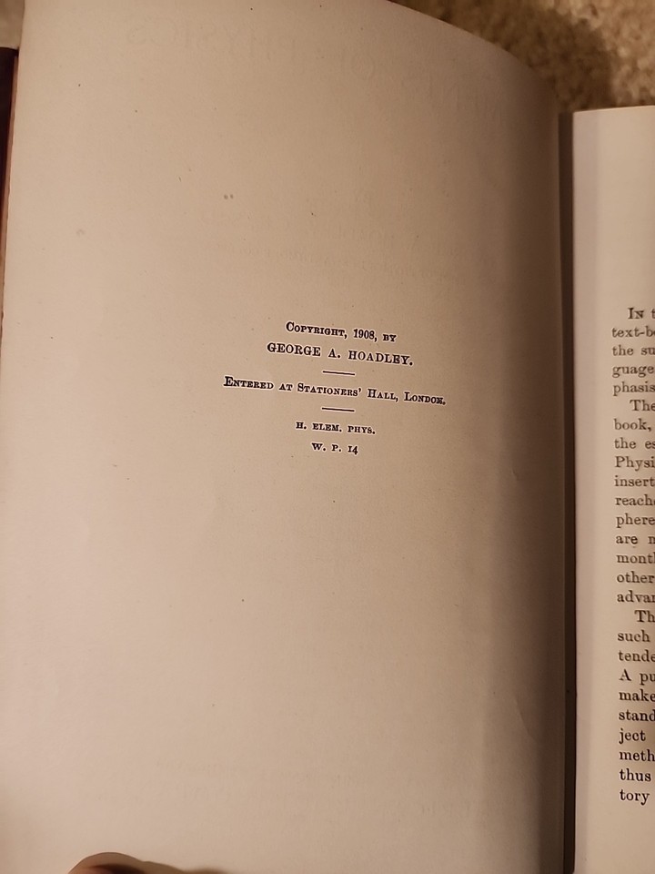 VINTAGE ELEMENTS OF PHYSICS BOOK GEORGE A HOADLEY 1908 HARDCOVER | eBay