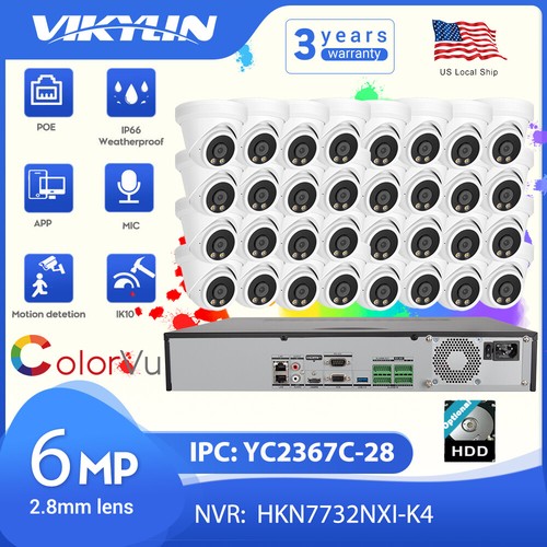 Hikvision 32CH 12MP NVR CCTV System Kit 6MP ColorVu IP Camera MIC ...