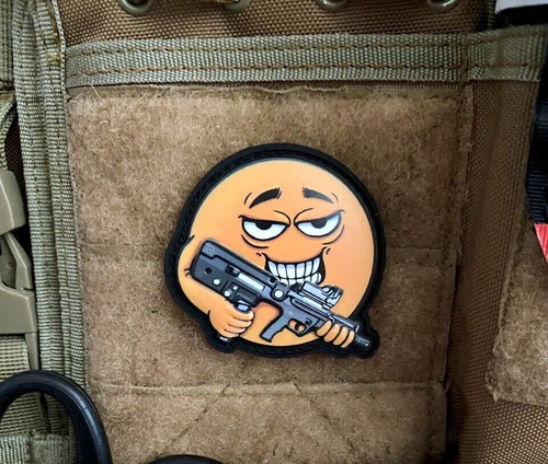 Military PVC Patch Positive Smile Yellow Tactical Morale VeIcro Badge ...