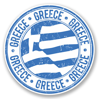 2 x 10cm Greece Vinyl Sticker iPad Laptop Flag Luggage Travel Car Bike ...