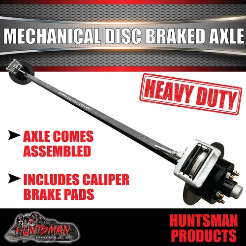 Natural 40mm Square Mechanical Disc Braked Trailer Axle. 1000Kg 78"-96 ...