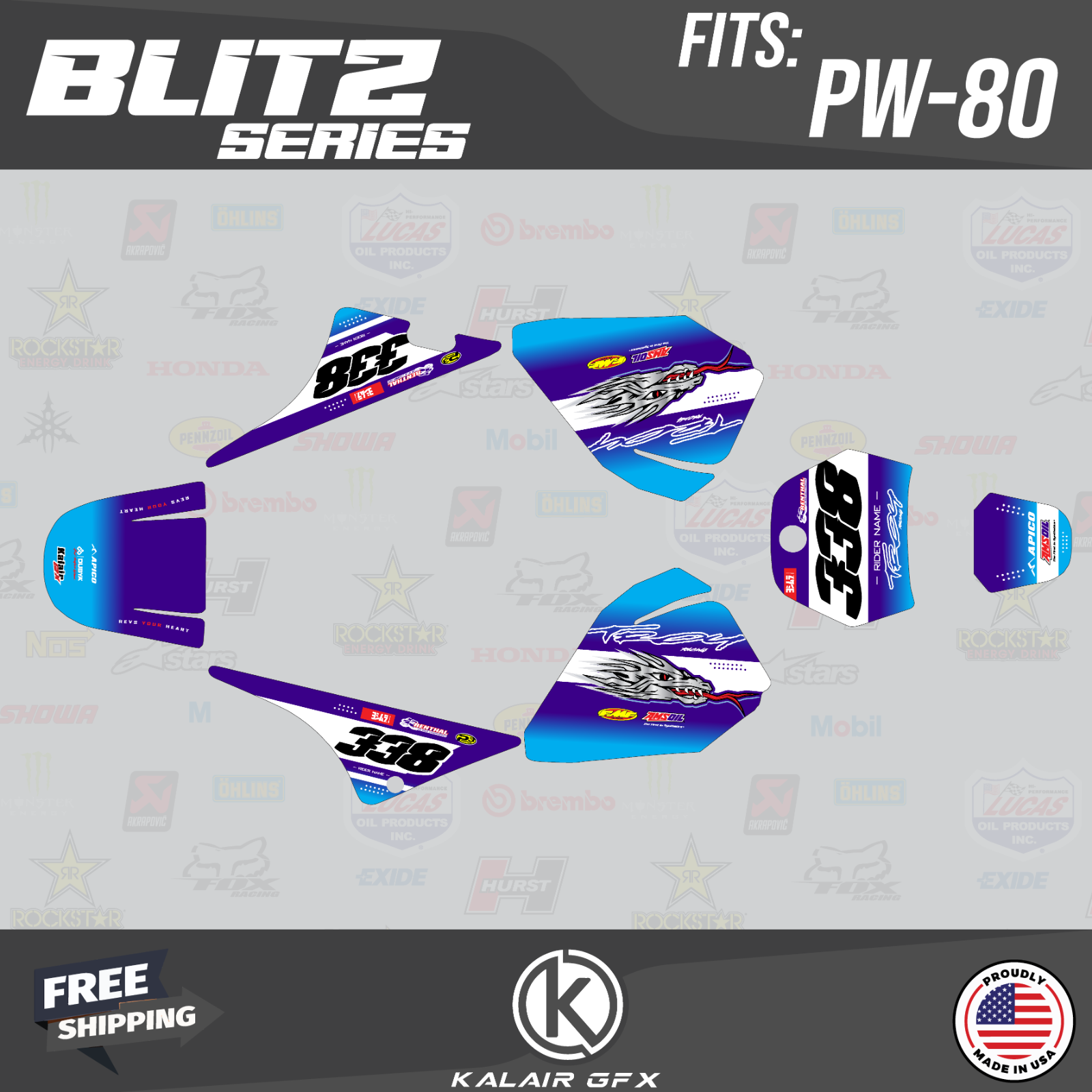 Graphics Kit for Yamaha PW80 (1990-2023) PW-80 PW 80 Blitz Series ...