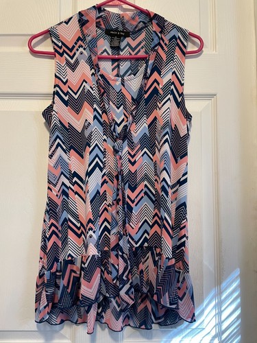 ADELE & MAY top shirt blouse S 6 Bust 36 Length 27 White Multicolor ...