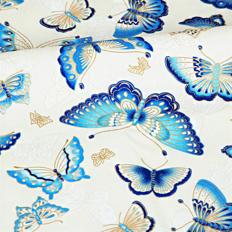 Butterfly Printed Cotton Fabric Japanese Cloth DIY Craft Material By ...