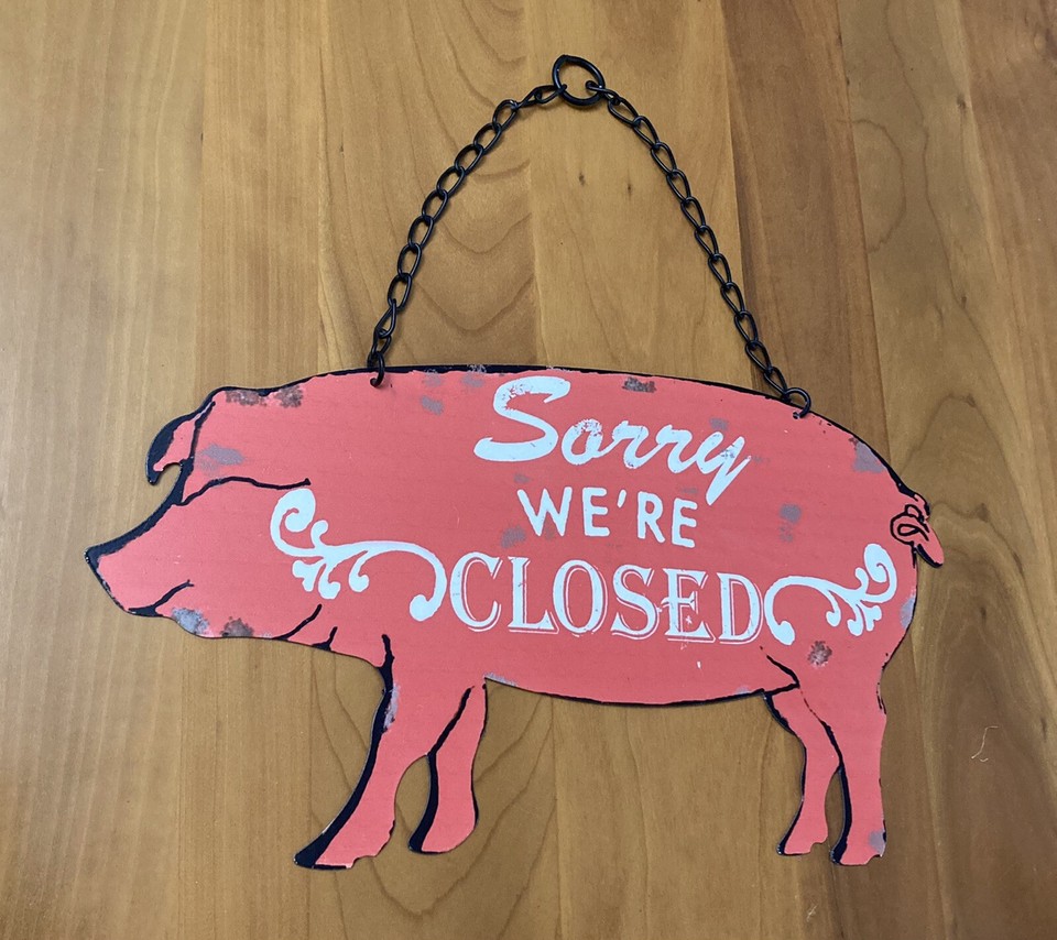 Modern Farmhouse Decor 13”x7” Open/Closed Hanging Metal Pig Sign ...