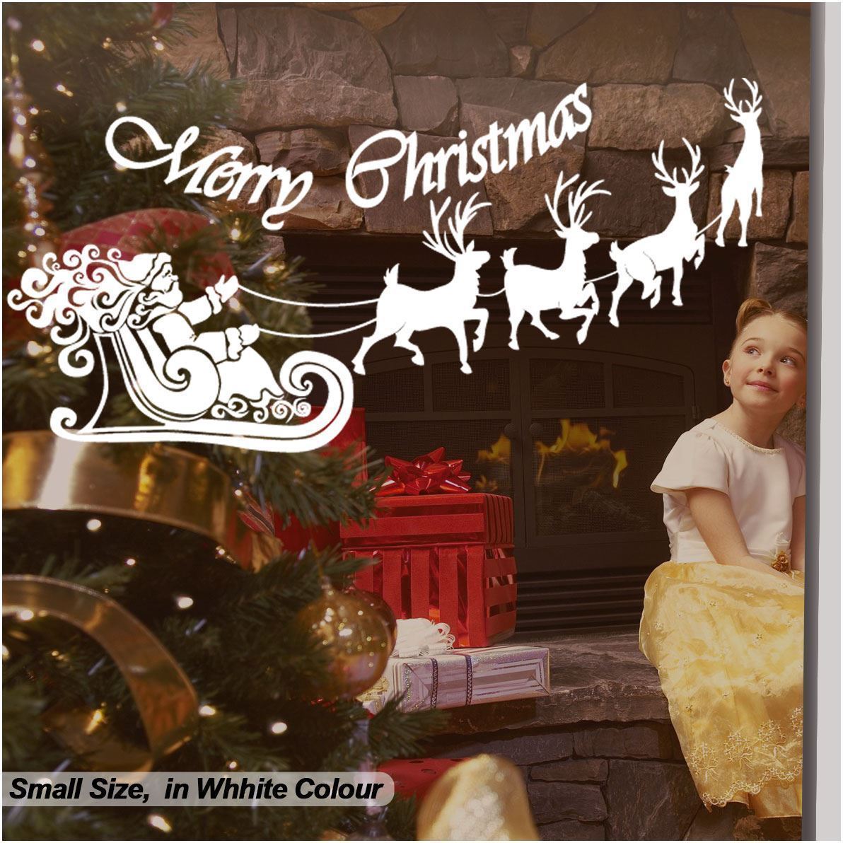 60cm Santa Claus Deer Christmas Shop Window Waterproof Vinyl Sticker ...