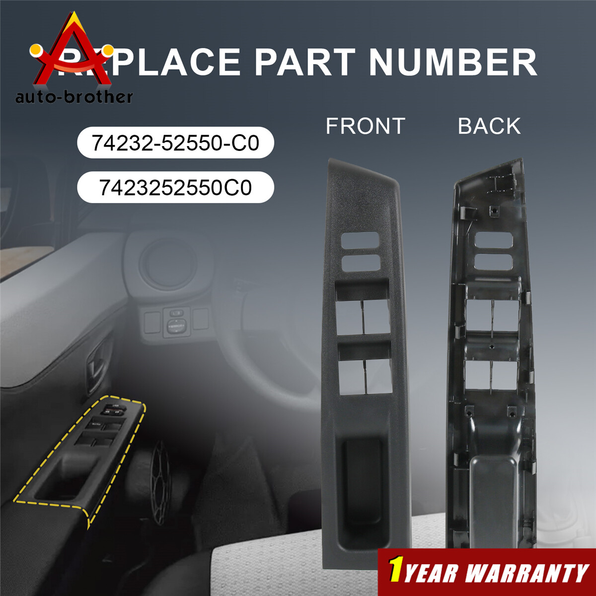 LHD Window Switch Control Panel Bezel For Toyota Yaris 2012-2014 74232 ...
