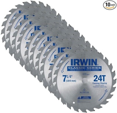 Irwin 25130 Classic Series Circular Saw Blade 24T 7-1/4 (Pack of 25 ...