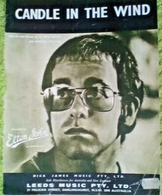 cc SHEET MUSIC CANDLE IN THE WIND 4 PAGES ELTON JOHN | eBay