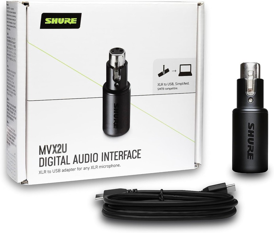 SHURE MVX2U Mic Interface XLR to USB Microphone Adapter to USB-C for ...