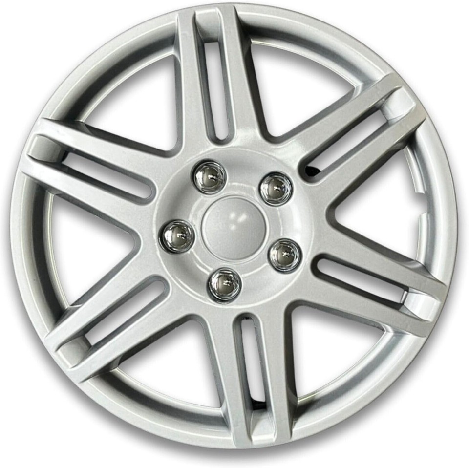 SET OF 4 x 14 INCH (14”) WHEEL TRIMS COVER HUB CAPS TYRE CAP SILVER x4 ...