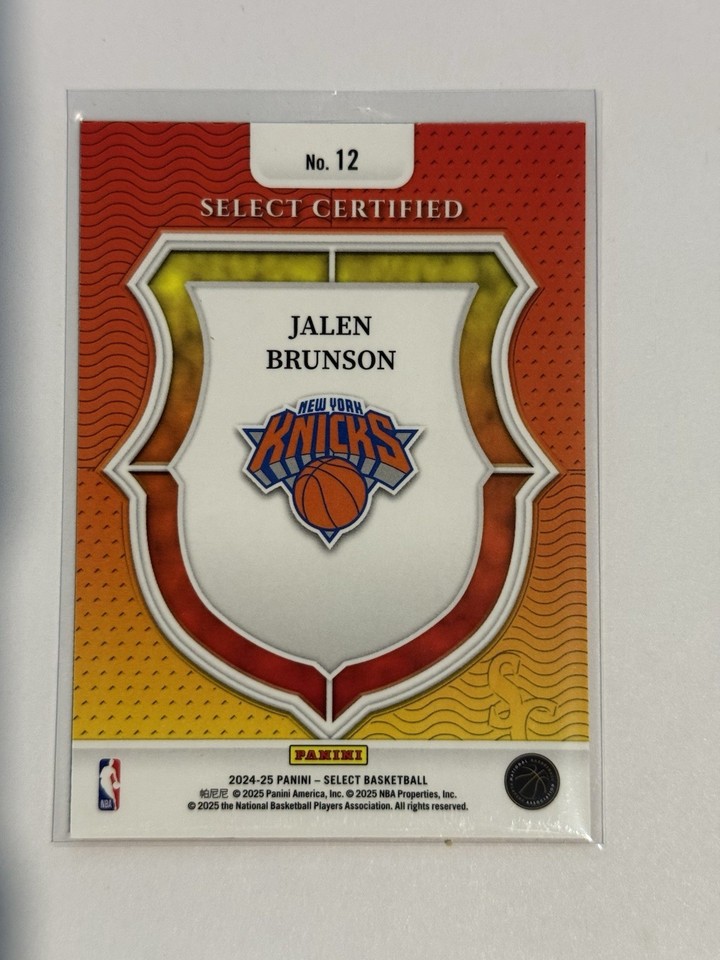 2024-25 Panini Select - Jalen Brunson - Select Certified - #12 - New ...