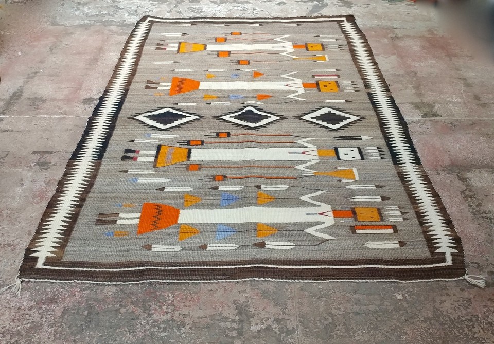Navajo Beautiful Native American Yei Rug-Natural Dyes-c1920s | eBay