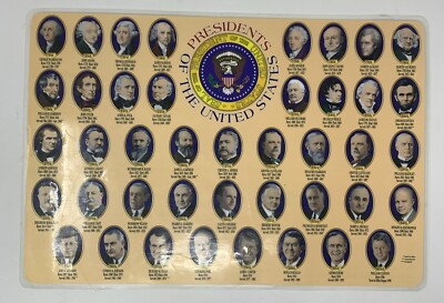 1st - 42nd Presidents of The United States 1992 Placemat 17"x12" - | eBay