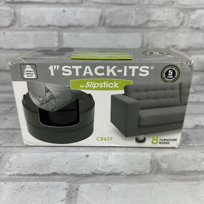 SlipStick StackIts Black Stackable Furniture Risers 8-Pack CB657 New ...