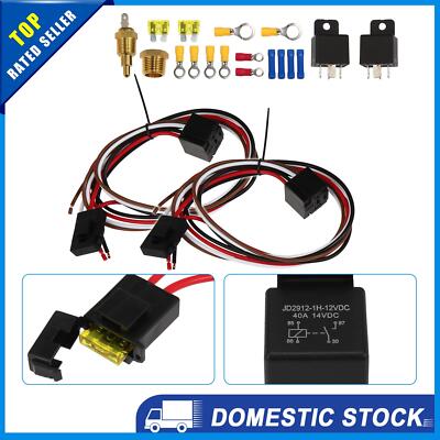 Pack of 2 Set Dual Electric Fan Relay Kit with Sensor Switch 185 on 175 ...