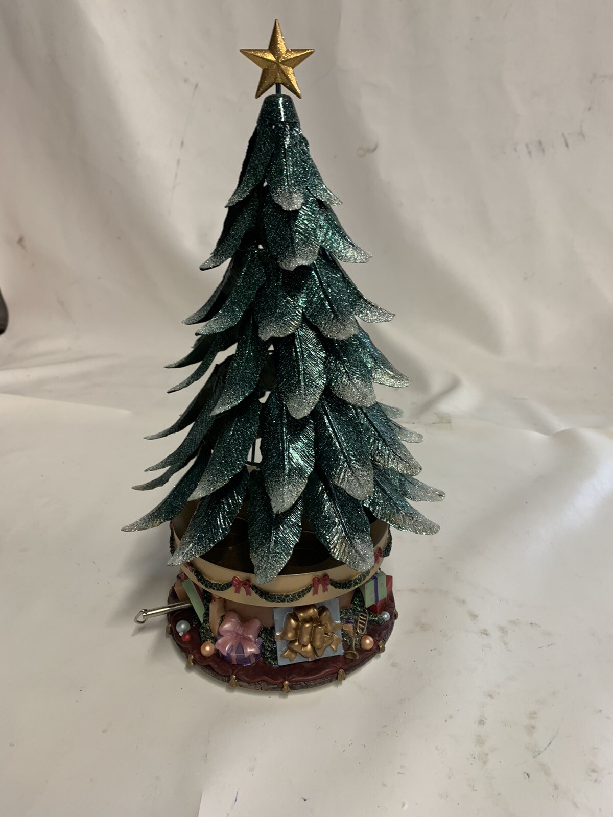 15" Partylite Metal Glowing Christmas Tree 5 Tea Light Music Box Candle ...