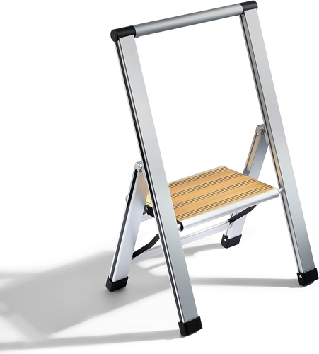 Step Ladder 1 Step Folding, Decorative - Beautiful Bamboo & Silver ...