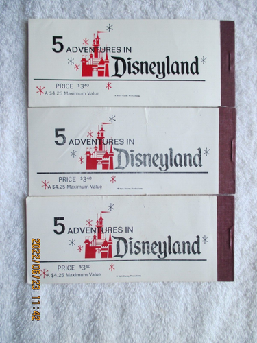 Vintage 3 DISNEYLAND 5 ADVENTURES TICKET Stub Price $3.40 | eBay
