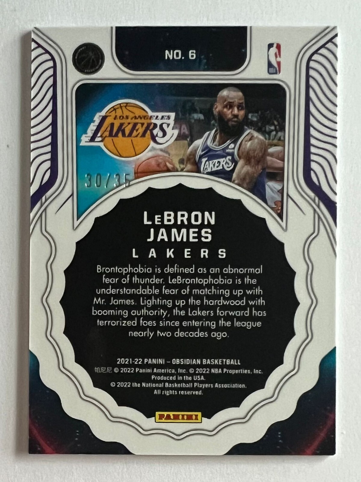 2021-22 Panini Obsidian Supernova #6 LeBron James Red Etch /35 LAKERS ...