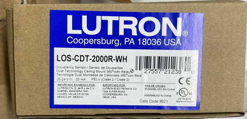 Lutron LOS-CDT-2000R-WH RELAY Occupancy Sensor Dual Technology SHIPS ...