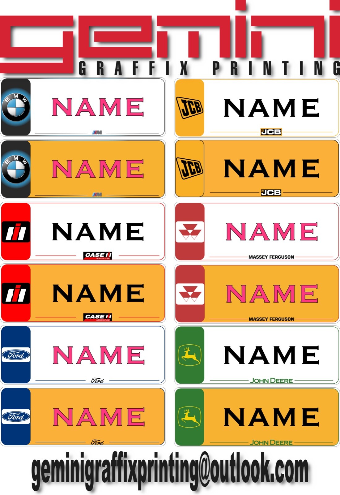 JCB Compatible Stickers, 2 Number Plates For Child Ride On Toy Tractors ...