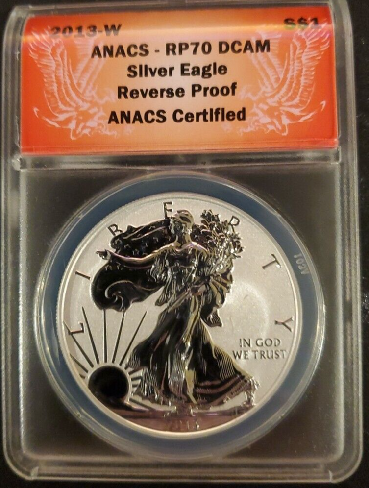 2013 W ANACS RP70 REVERSE PROOF SILVER EAGLE WEST POINT MINT SET ORANGE ...