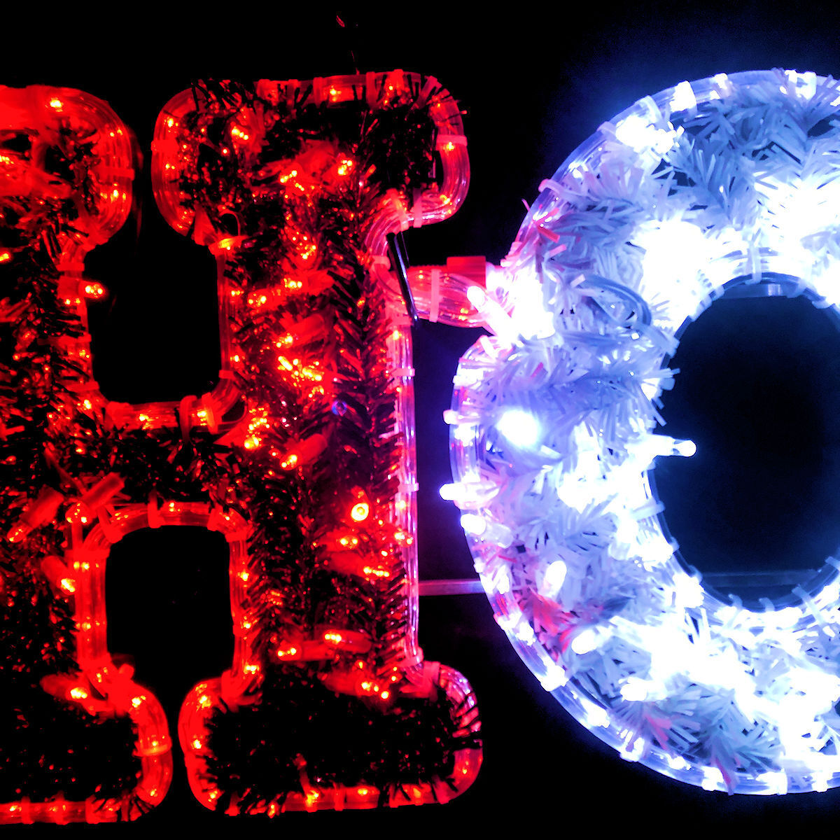 Christmas Ho Red & Cool White Rope Light Motif 35 x 60cm LED Silhouette ...