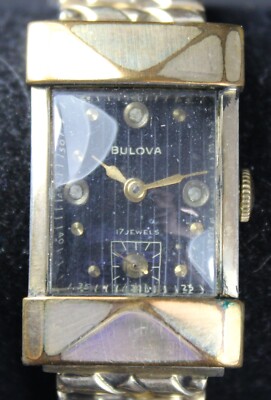 Bulova 7AP 17j Gold Filled Watch w/ Black Dial - Vintage - Runs | eBay