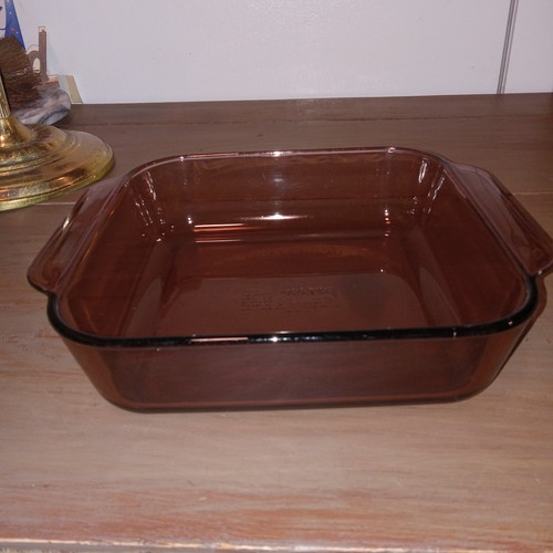 Vintage Pyrex 2 QT Cranberry 8x8x2 Square Baking Pan #222-R - With Lid ...