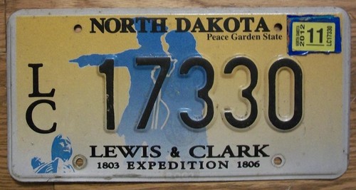 SINGLE NORTH DAKOTA LICENSE PLATE - 2012 - 17330 - LEWIS & CLARK ...