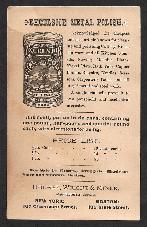 EXCELSIOR METAL POLISH CLEANING & POLISHING CUTLERY, BRASS, COPPER, TIN ...