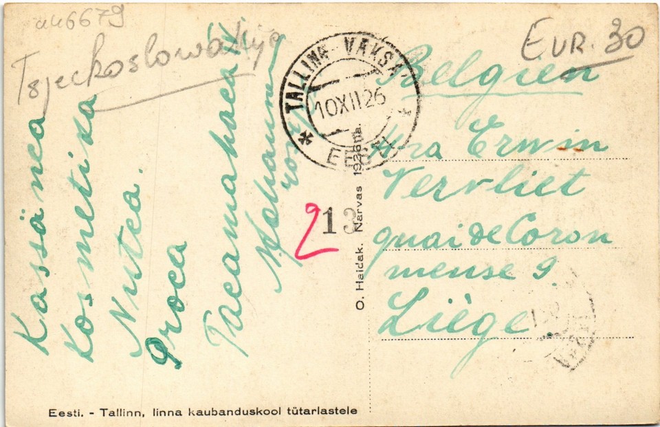 PC ESTONIA TALLIN LINNA KAUBANDUSKOOL TUTARIASTELE REAL PHOTO (a46679 ...