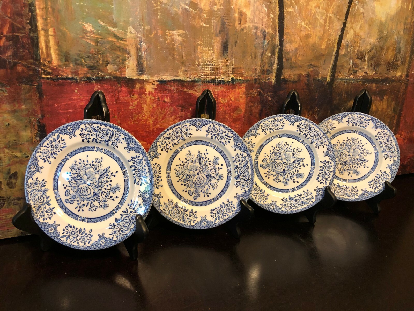 4 English Ironstone Tableware (EIT) Kew Gardens Cobalt Blue Floral ...