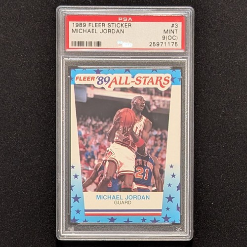 Michael Jordan 1989 Fleer All-Stars Sticker #3 Graded PSA MINT 9 (OC ...