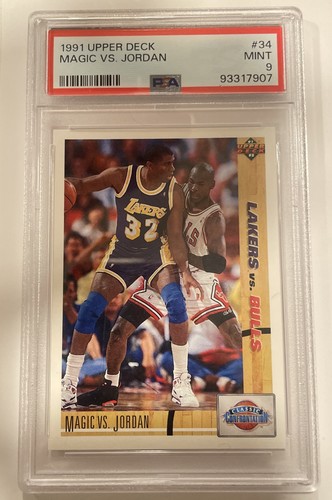 1991 Upper Deck Magic Johnson vs Micheal Jordan PSA 9 MINT Lakers Vs Bulls #34 | eBay