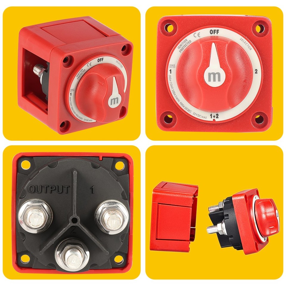 6007 m-Series Mini Battery Switch Selector Marine Four Position Red EXV ...