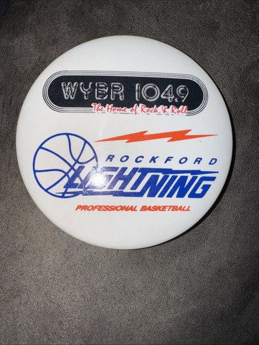 Vintage ROCKFORD LIGHTNING CBA Continental Basketball WYBR 104.9 Button ...