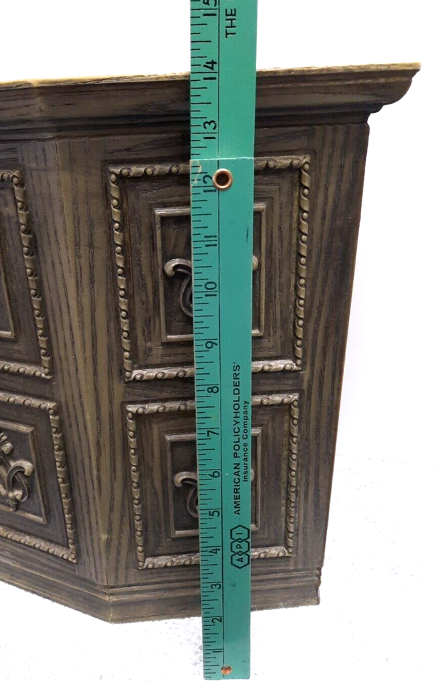MCM Max Klein Avocado Green Ornate Faux Wood Plastic 6 Sided Waste ...